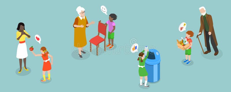 3D Isometric Flat Vector Illustration of Child Behavior Stock Vector ...