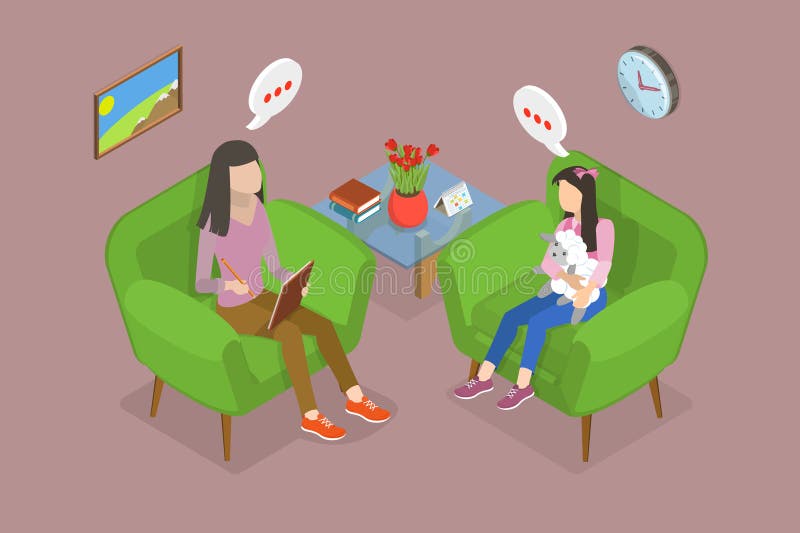 3D Isometric Flat Vector Illustration of Child Counselor Stock ...