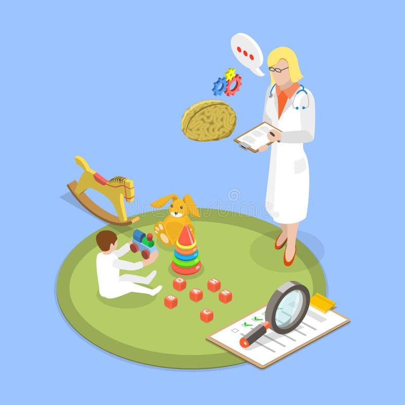 3D Isometric Flat Vector Illustration of Child Development Assessment ...