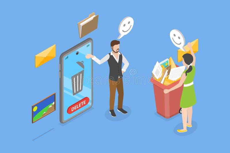 3D Isometric Flat Vector Illustration of Cleaning Mobile Phone Stock ...