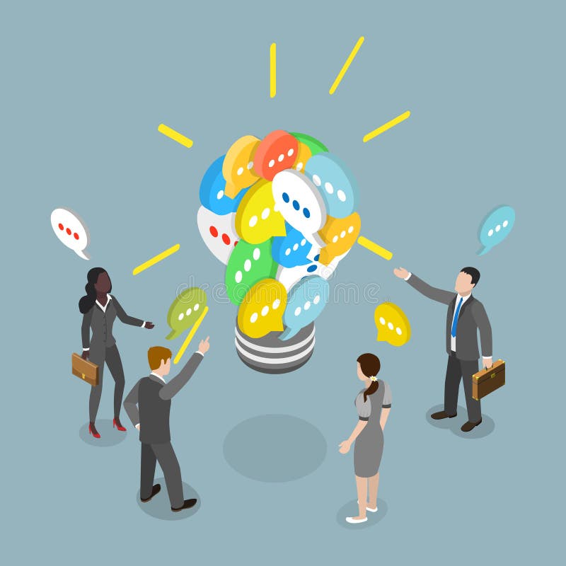 3D Isometric Flat Vector Illustration of Communicate Idea and Business ...