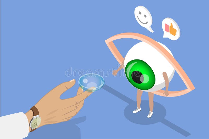 3D Isometric Flat Vector Illustration of Contact Lenses Stock ...
