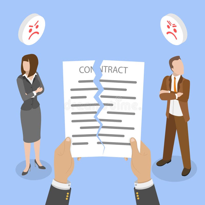 3D Isometric Flat Vector Illustration of Contract Cancellation Stock ...