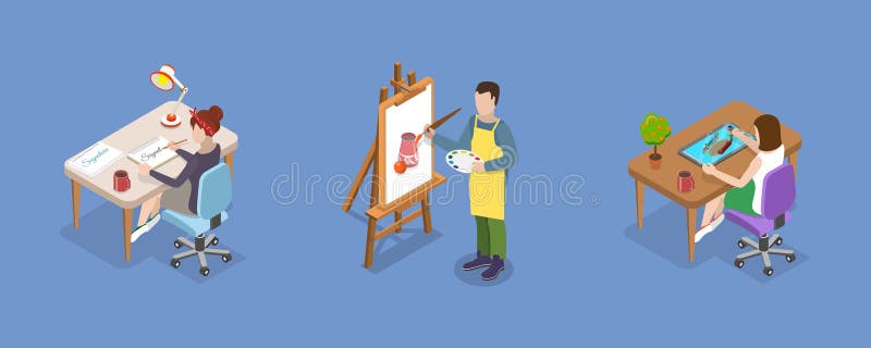 3D Isometric Flat Vector Illustration of Creativity Development Stock ...