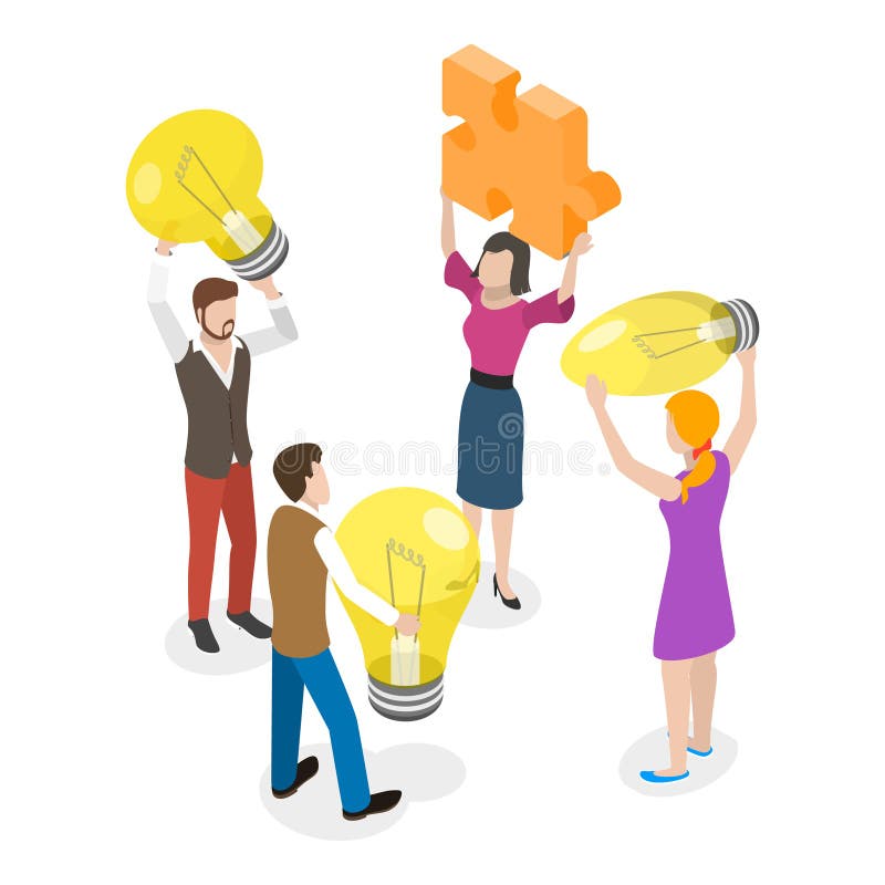3D Isometric Flat Vector Illustration of Creativity and Innovations ...