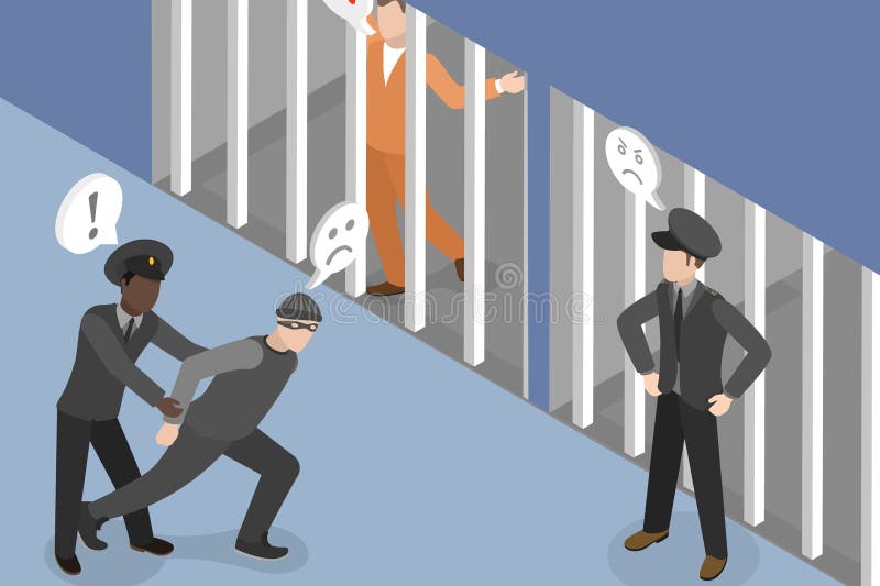 3D Isometric Flat Vector Illustration of Criminals in Jail Stock Vector ...