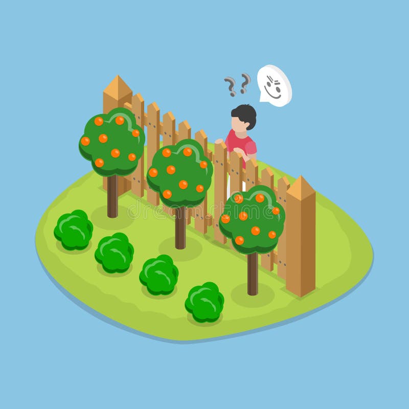 3D Isometric Flat Vector Illustration of Curious Neighbor Stock ...