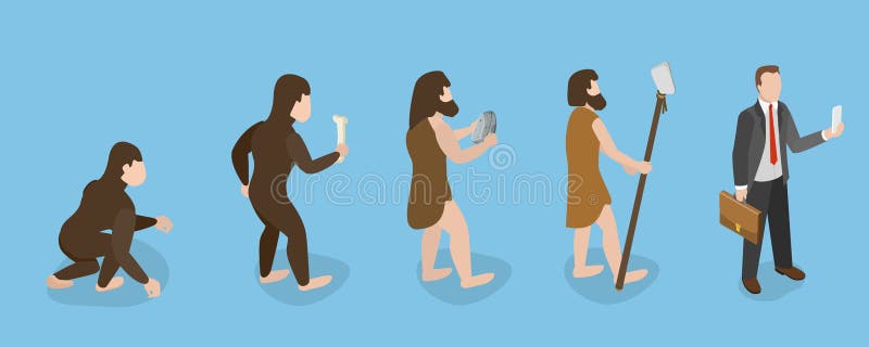3d Man with Computer Evolution Concept Stock Illustration ...