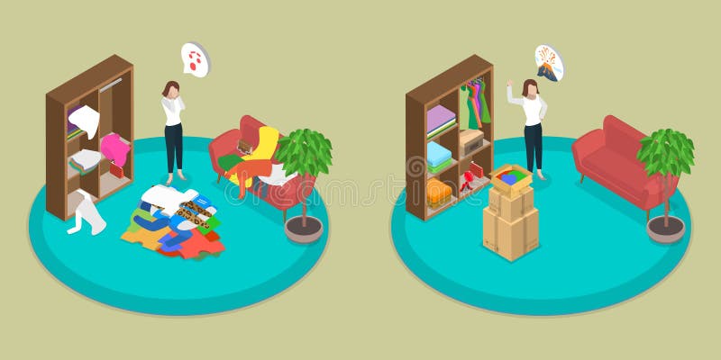 3D Isometric Flat Vector Illustration of Decluttering Stock Vector ...