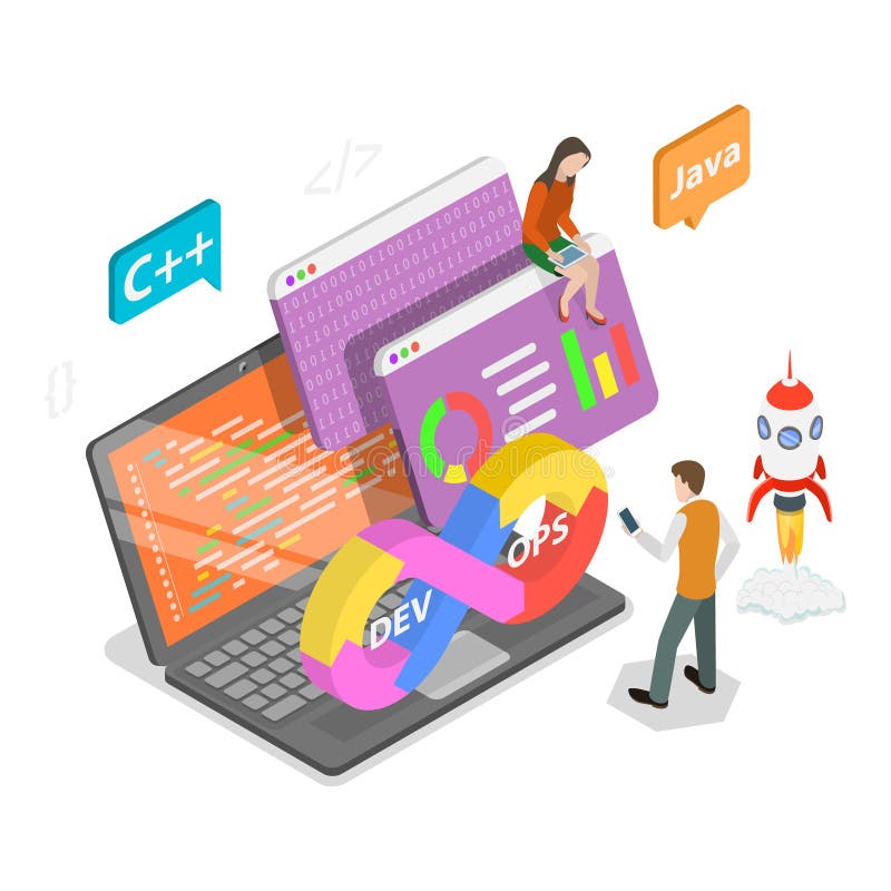 3D Isometric Flat Vector Illustration of DevOps. Item 1 Stock Vector ...