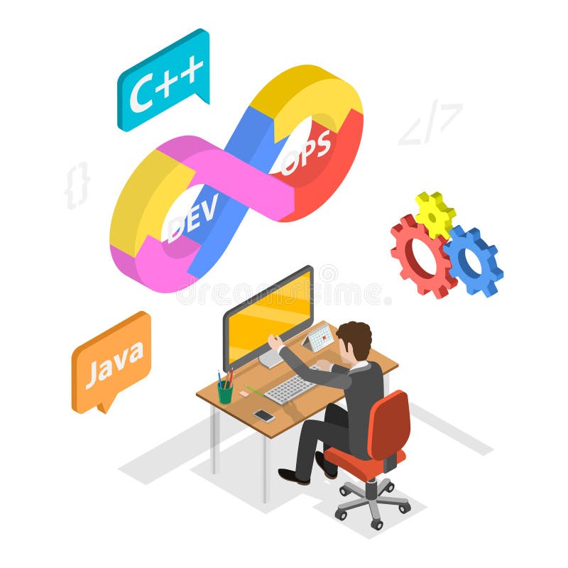 3D Isometric Flat Vector Illustration of DevOps. Item 2 Stock ...