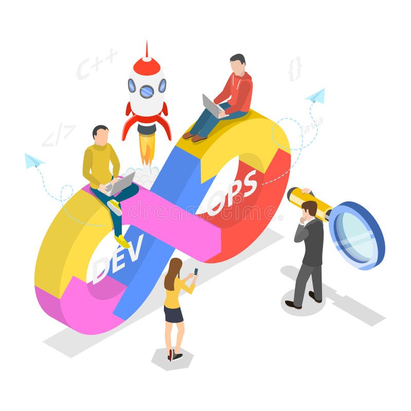 3D Isometric Flat Vector Illustration of DevOps. Item 3 Stock Vector - Illustration of system ...