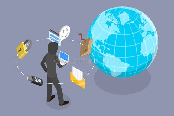 3D Isometric Flat Vector Illustration of Digital Fraud Stock ...