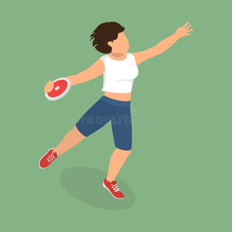 3D Isometric Flat Vector Illustration of Discus Throwing Athlete Stock ...