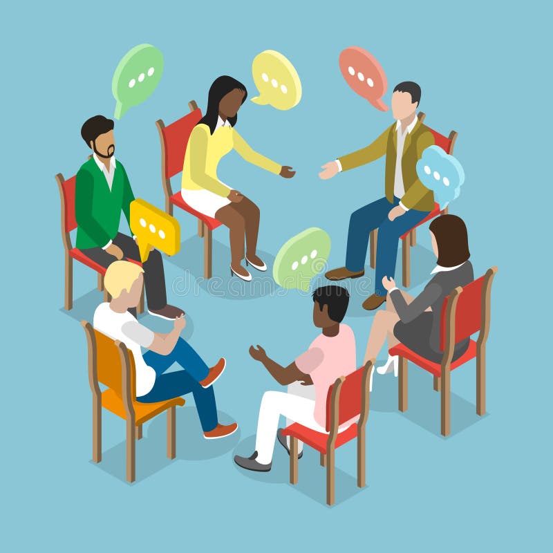 3D Isometric Flat Vector Illustration of Discussion Circle Stock Vector ...