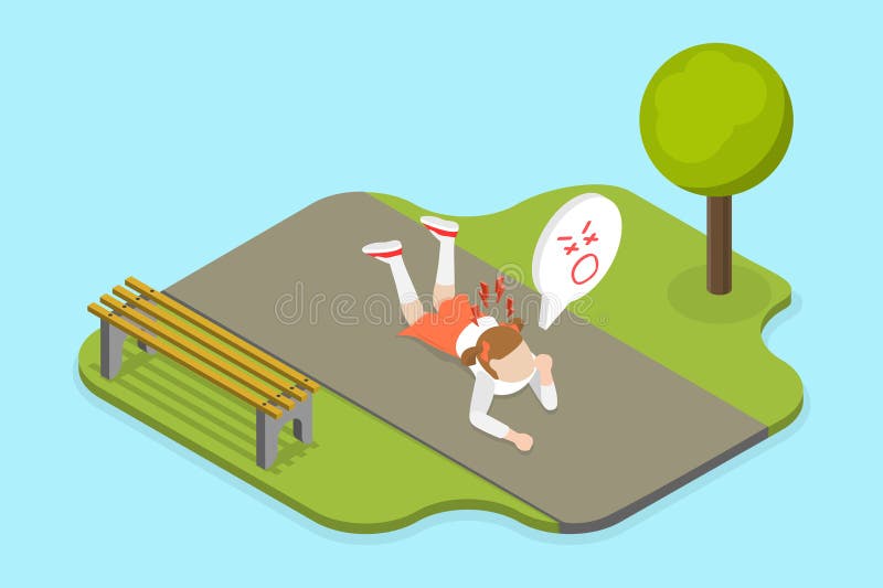 3D Isometric Flat Vector Illustration of Distressed Child Stock ...