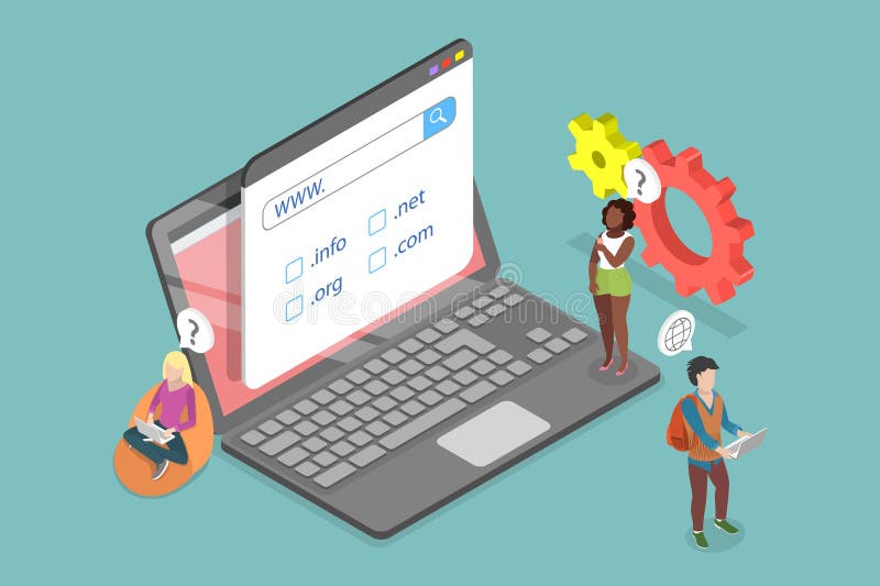 3D Isometric Flat Vector Illustration of Domain Registration Stock Vector - Illustration of ...