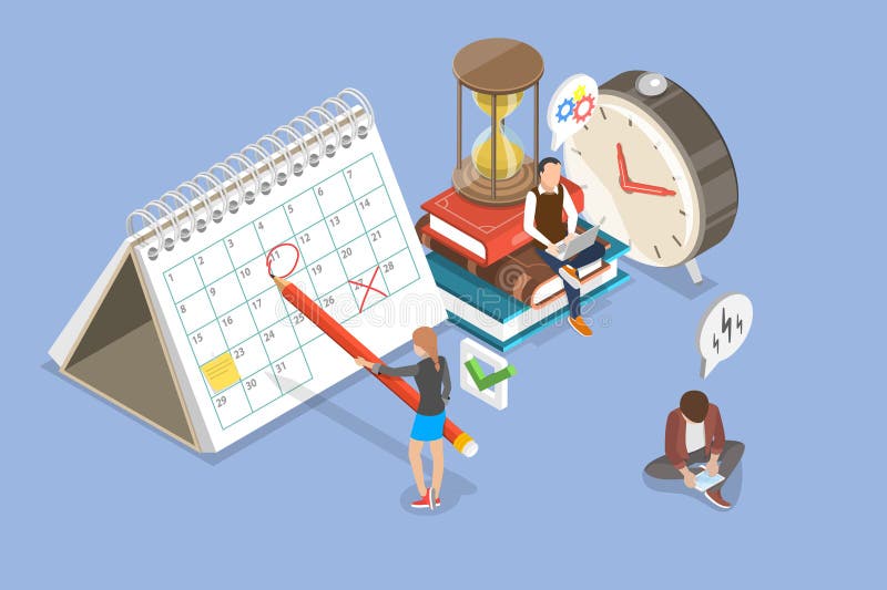 3D Isometric Flat Vector Illustration of Effective Time Management ...