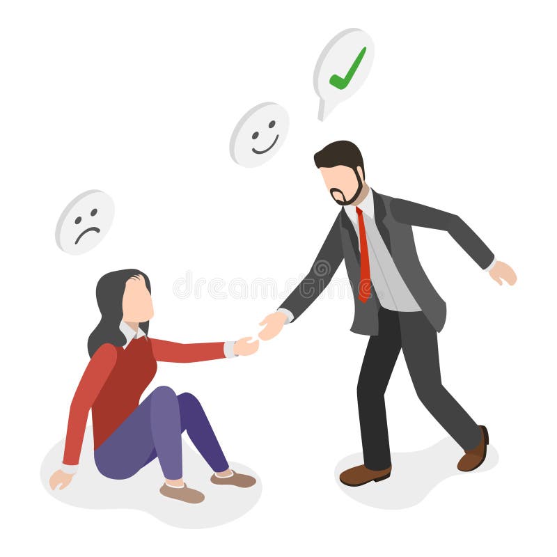 3D Isometric Flat Vector Illustration of Empathy, Sympathy and ...