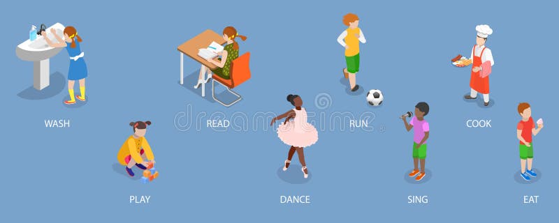 3D Isometric Flat Vector Illustration of English Grammar Stock Vector ...