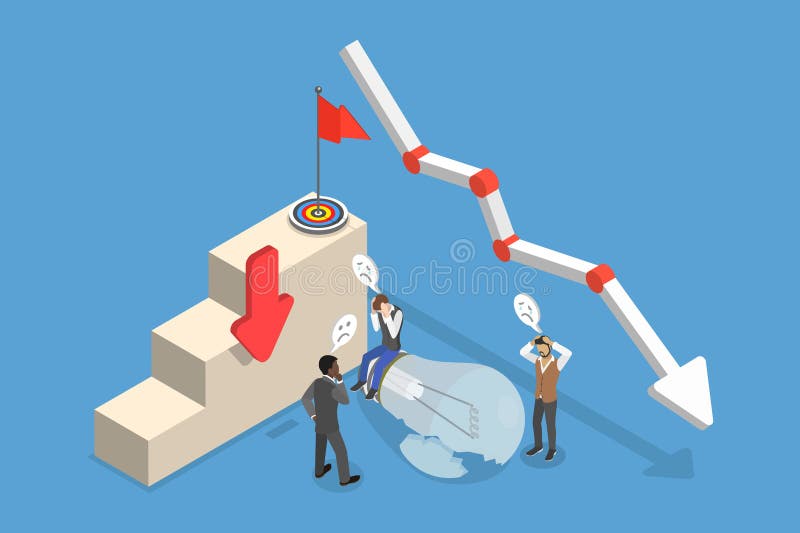 3D Isometric Flat Vector Illustration of Fail Start Up Stock Vector ...