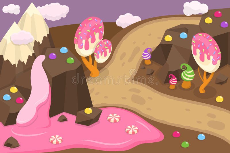 Candy World Landscape of Jelly, Ice Cream and Cupcakes. Stock ...