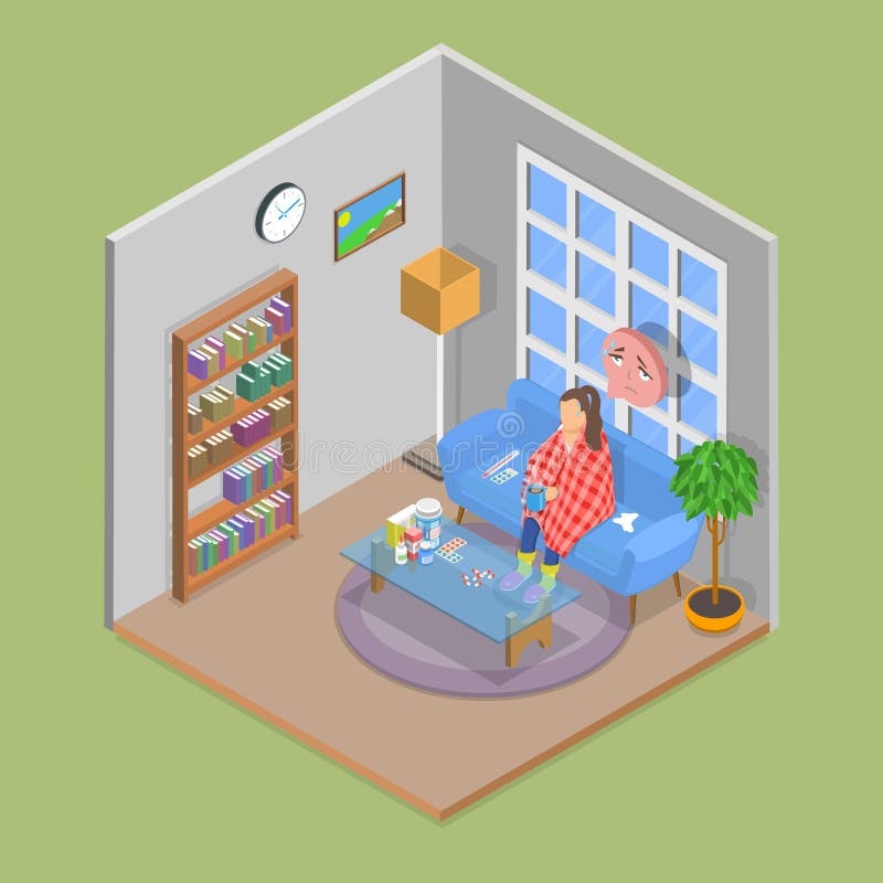 3D Isometric Flat Vector Illustration of Feeling Sick Stock Vector ...