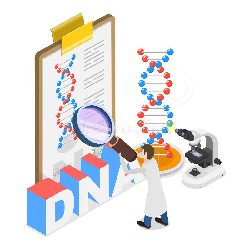 3D Isometric Flat Vector Illustration of Genetic DNA Science. Item 2 ...