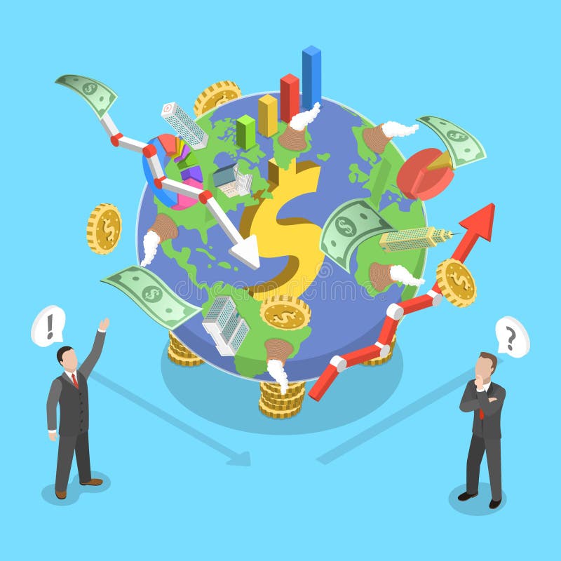 3D Isometric Flat Vector Illustration of Global GDP Stock Illustration ...