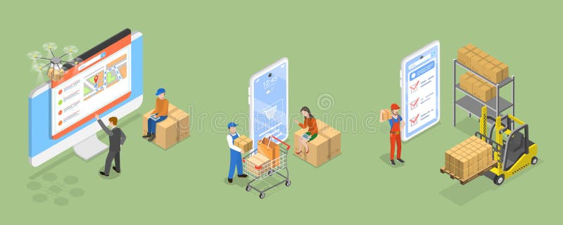 3D Isometric Flat Vector Illustration of Global Logistic Stock Vector ...