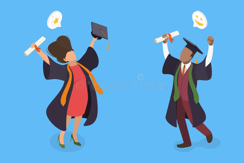 3D Isometric Flat Vector Illustration of Graduate People Stock Vector ...