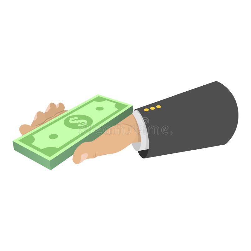 3D Isometric Flat Vector Illustration of Hands Holding Money in Various ...