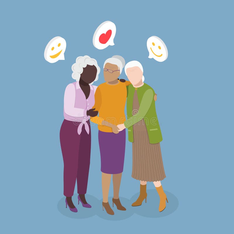 3D Isometric Flat Vector Illustration of Happy Old Age Stock Vector ...