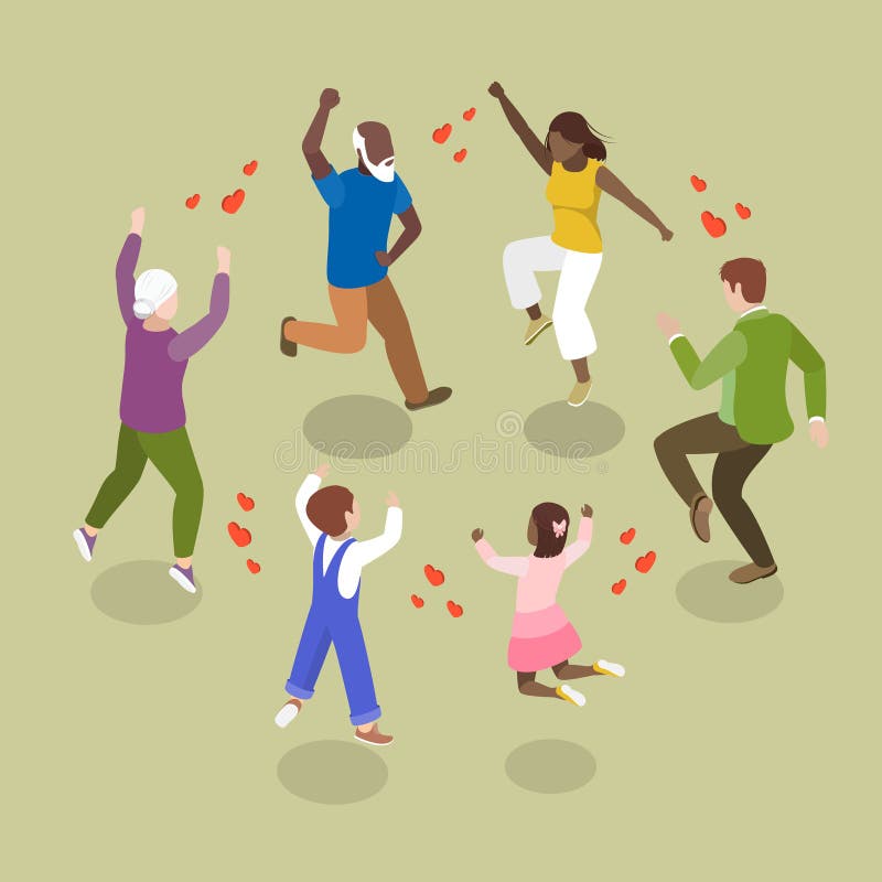 3D Isometric Flat Vector Illustration of Having Fun Together Stock ...