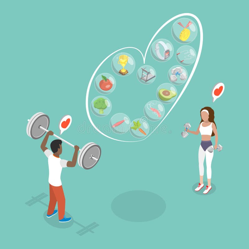 3D Isometric Flat Vector Illustration of Healthy Lifestyle Stock Vector ...