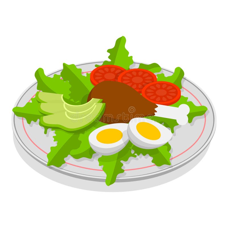 3D Isometric Flat Vector Illustration of Healthy Plate. Item 6 Stock ...