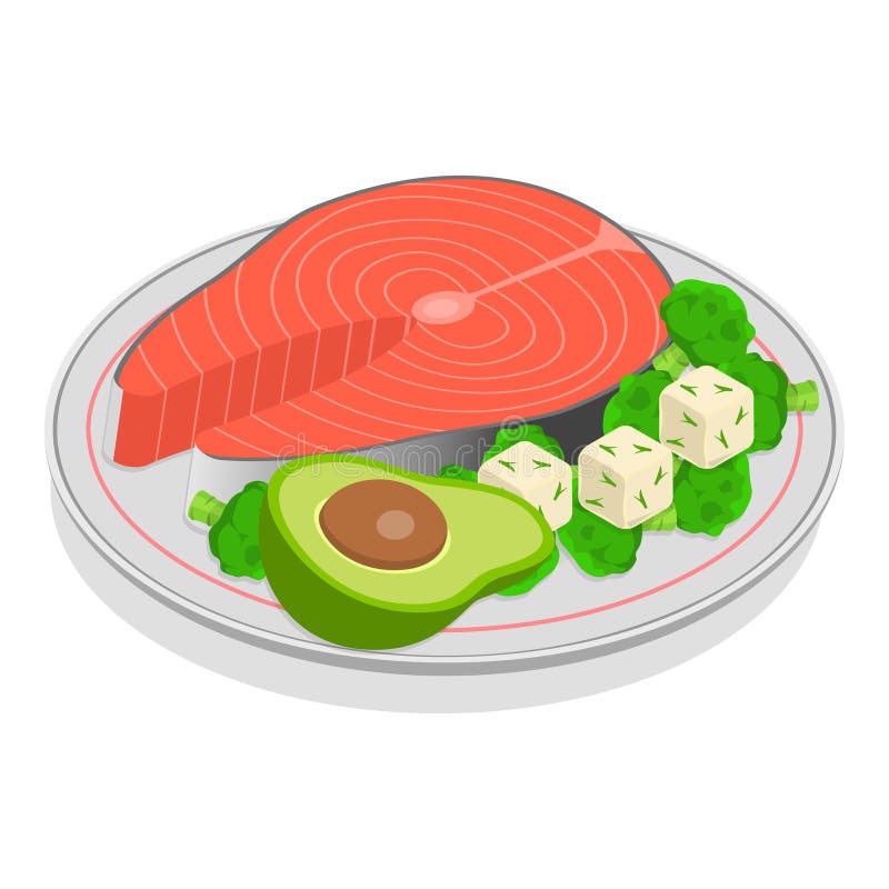 3D Isometric Flat Vector Illustration of Healthy Plate. Item 7 Stock ...