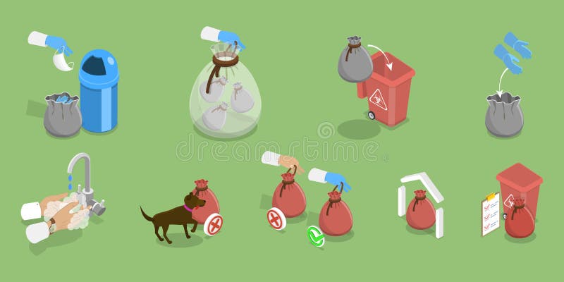 3D Isometric Flat Vector Illustration of Home Waste Disposal Stock ...