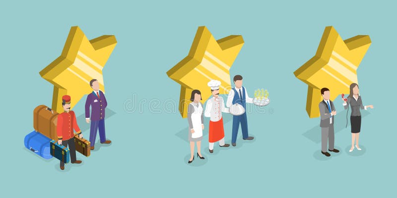 3D Isometric Flat Vector Illustration of Hospitality Service Stock ...