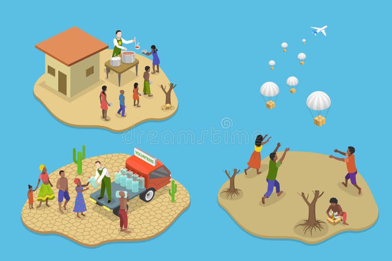 3D Isometric Flat Vector Illustration of Hunger Starvation Stock Vector ...