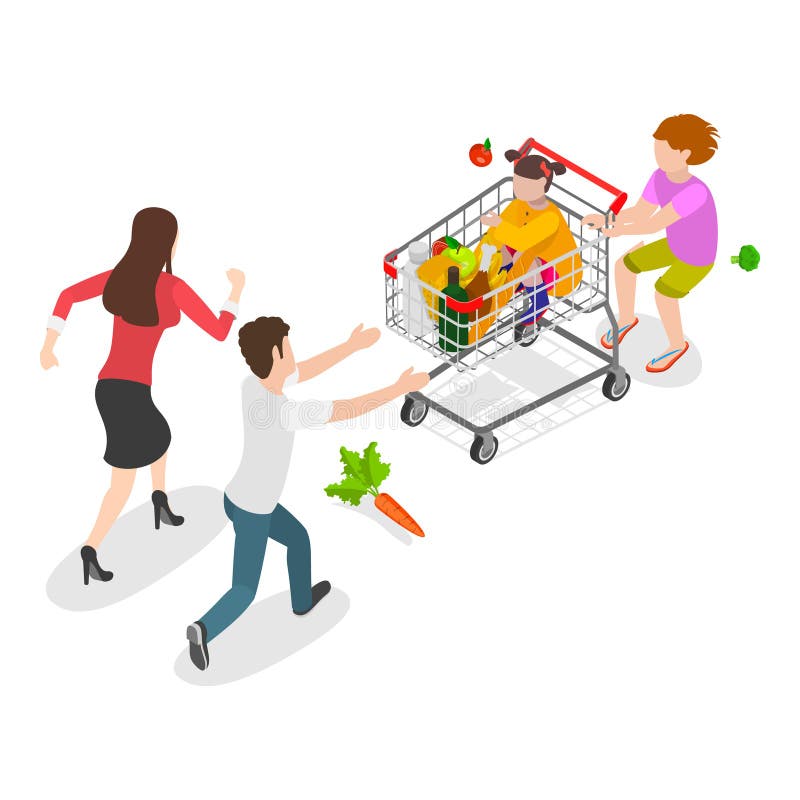 3D Isometric Flat Vector Illustration of Hyperactive Children. Item 2 ...