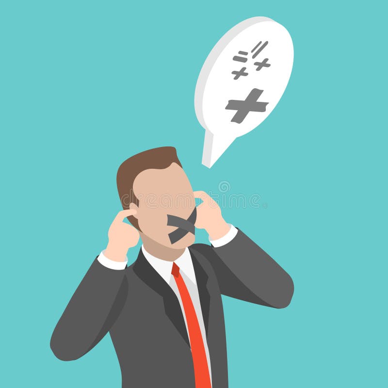 3D Isometric Flat Vector Illustration of Ignoring Everything Stock ...