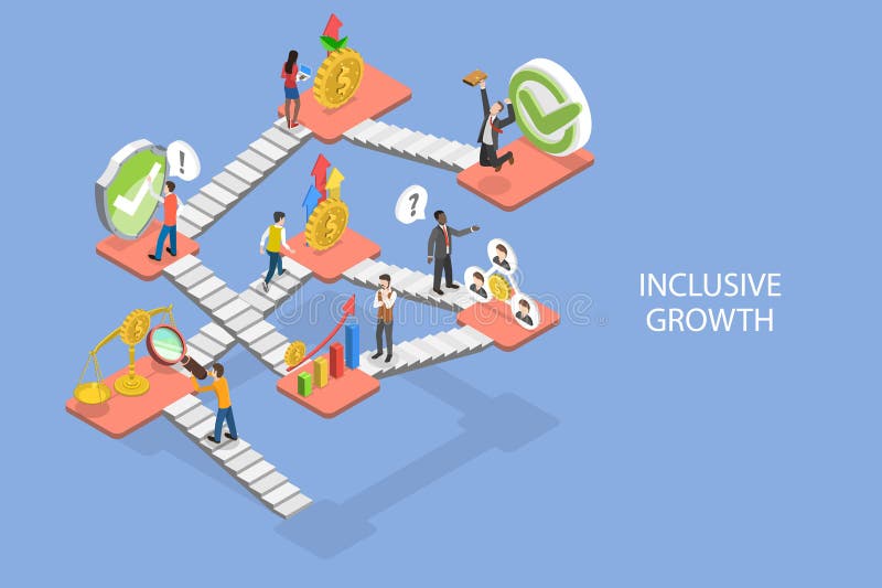 3D Isometric Flat Vector Illustration of Inclusive Growth Stock Vector ...