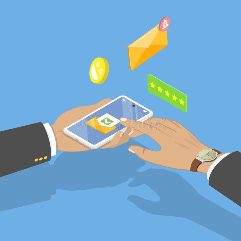 3D Isometric Flat Vector Illustration of Incoming Message Stock Vector ...