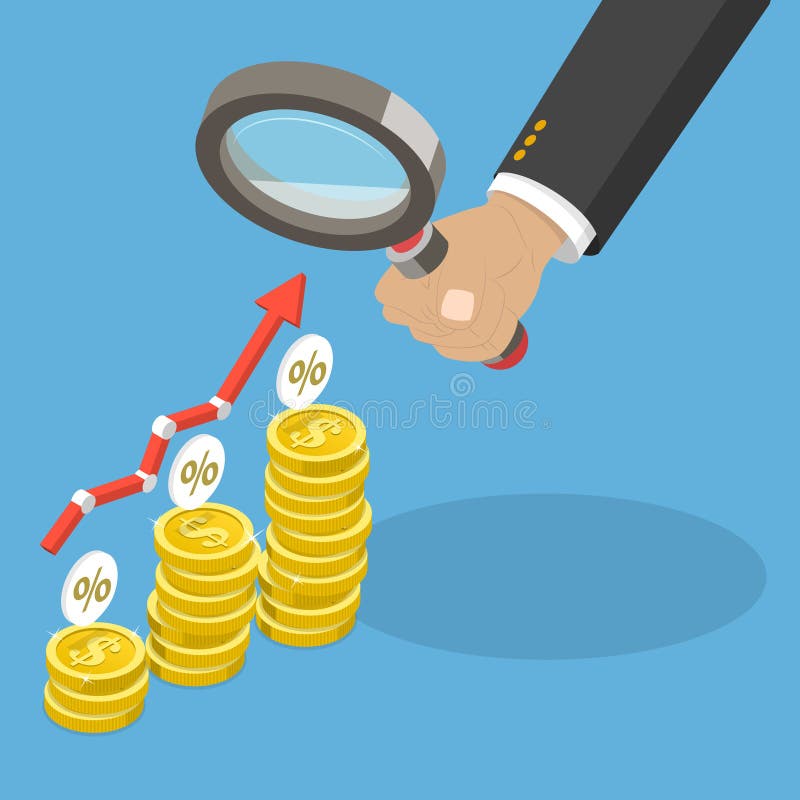 3D Isometric Flat Vector Illustration of Interest Rate Growth Stock ...
