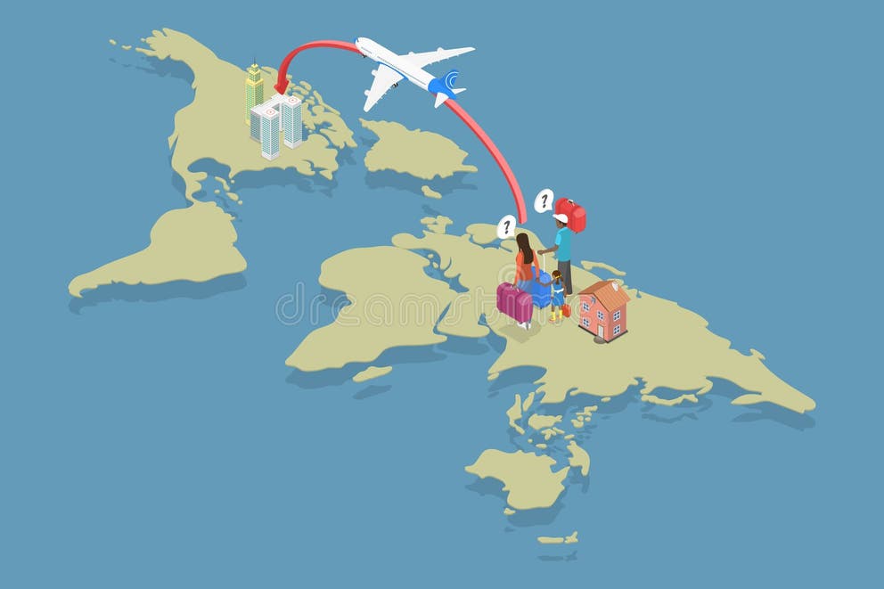 3D Isometric Flat Vector Illustration of International Emigration Stock ...