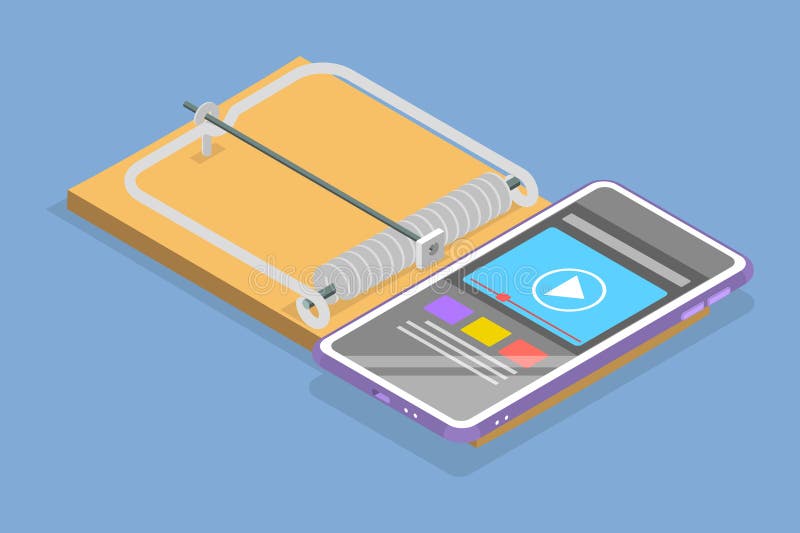 3D Isometric Flat Vector Illustration of Internet Addiction Stock ...