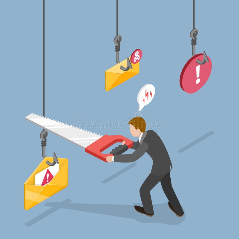 3D Isometric Flat Vector Illustration of Internet Phishing or Spam ...