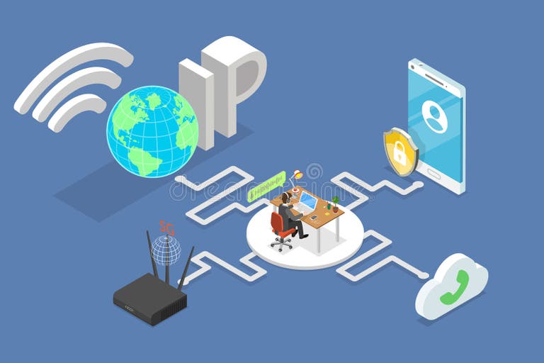 3D Isometric Flat Vector Illustration of IP Telephony Stock Vector ...