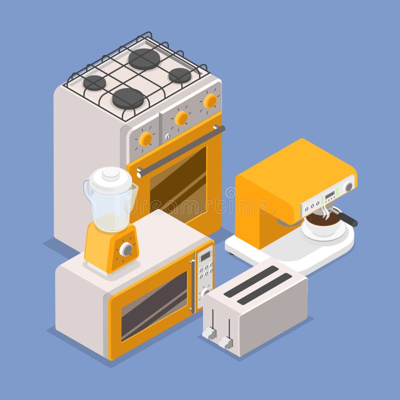 3D Isometric Flat Vector Illustration of Kitchen Appliances Stock ...